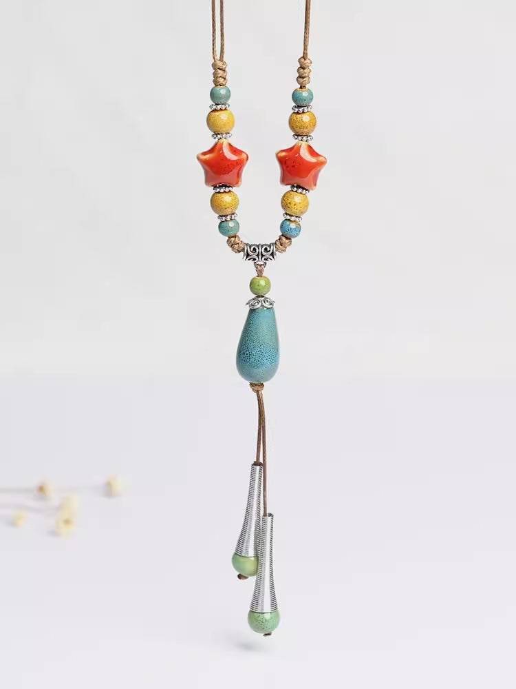 Handcrafted Ceramic Star Drop Necklace – Gagagleam